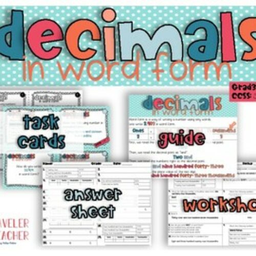 Decimal numbers in word form task cards - Classful
