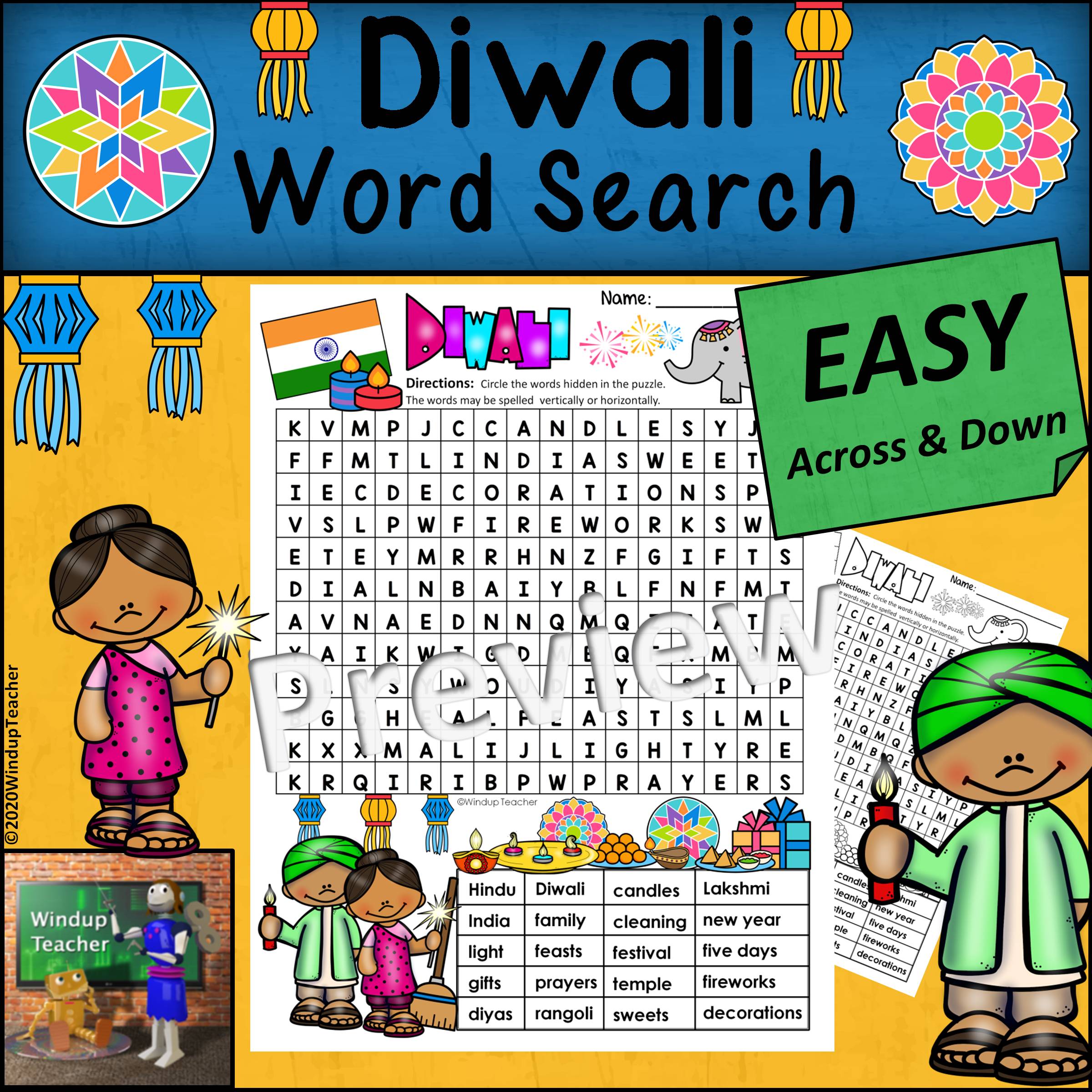 Diwali Word Search | EASY Puzzle | Ready to Go! - Classful