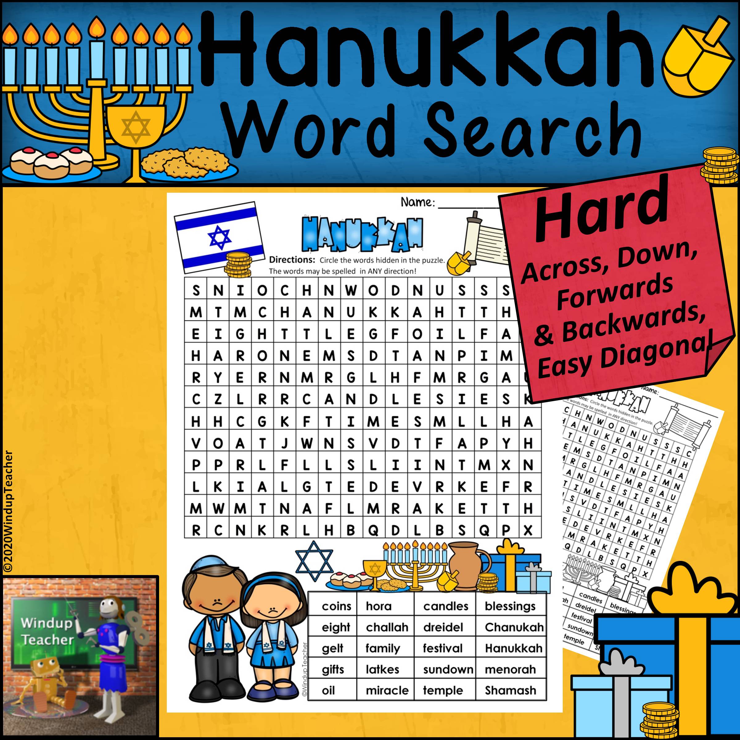 Hanukkah Word Search | HARD Puzzle | Ready to Go! - Classful