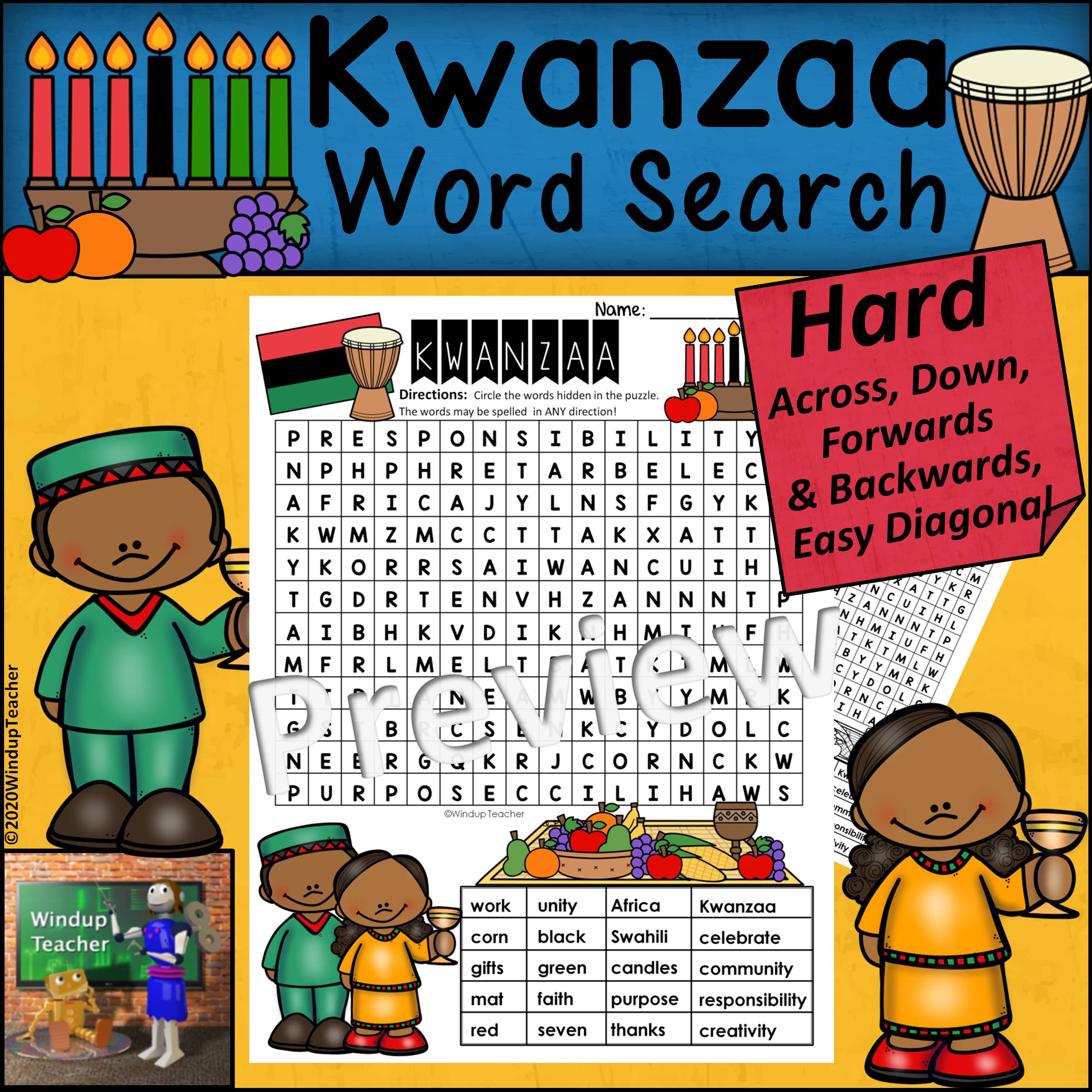 Kwanzaa Word Search | HARD Puzzle | Ready to Go! - Classful