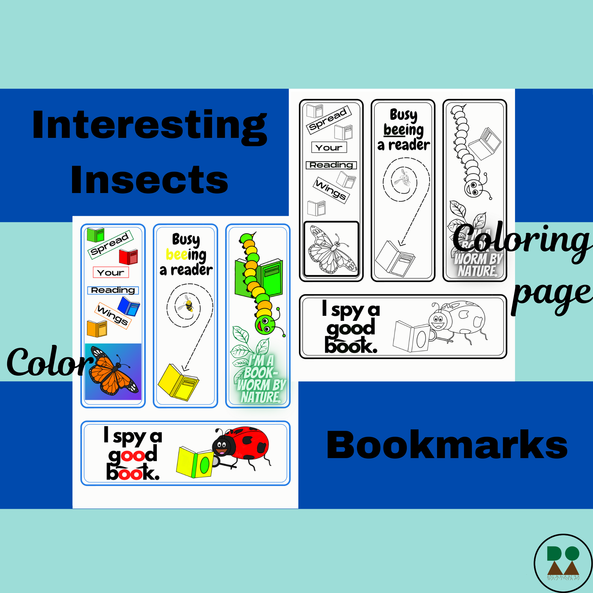 Interesting Insects-Themed Printable Bookmarks (color and coloring page ...
