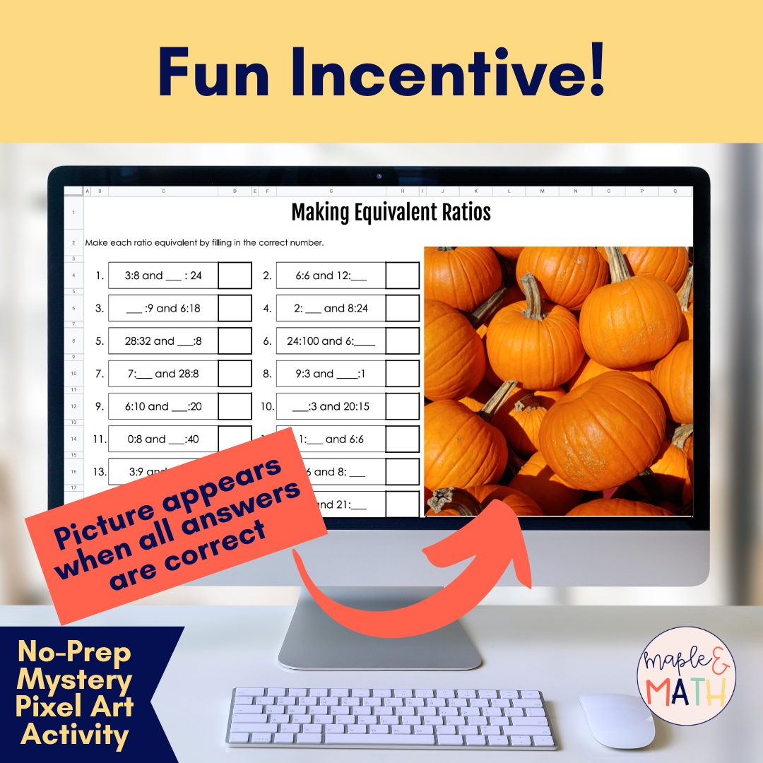 Making Equivalent Ratios Fall Themed Mystery Pixel Art 6th Grade ...