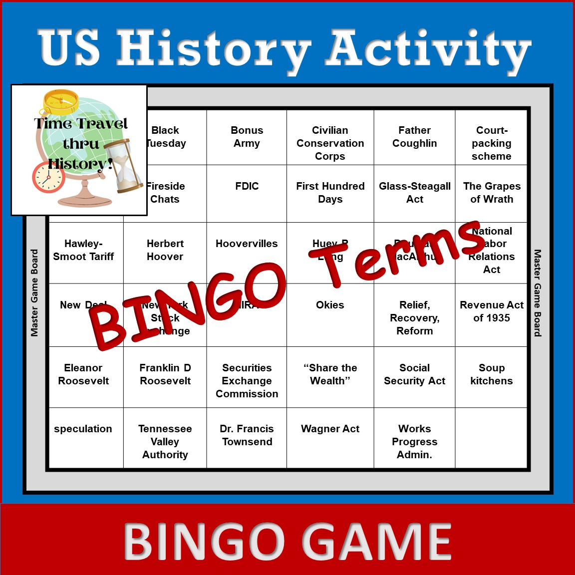 The Great Depression and New Deal BINGO Review Game Activity - Classful
