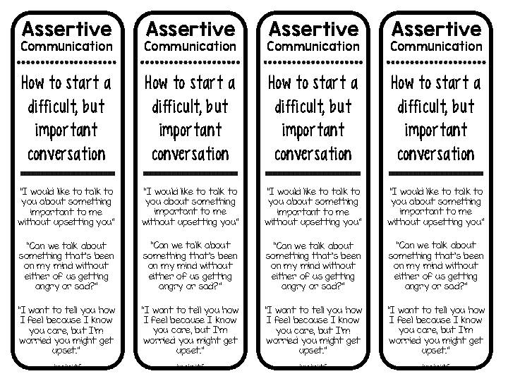 Assertive Communication Bookmark - Classful