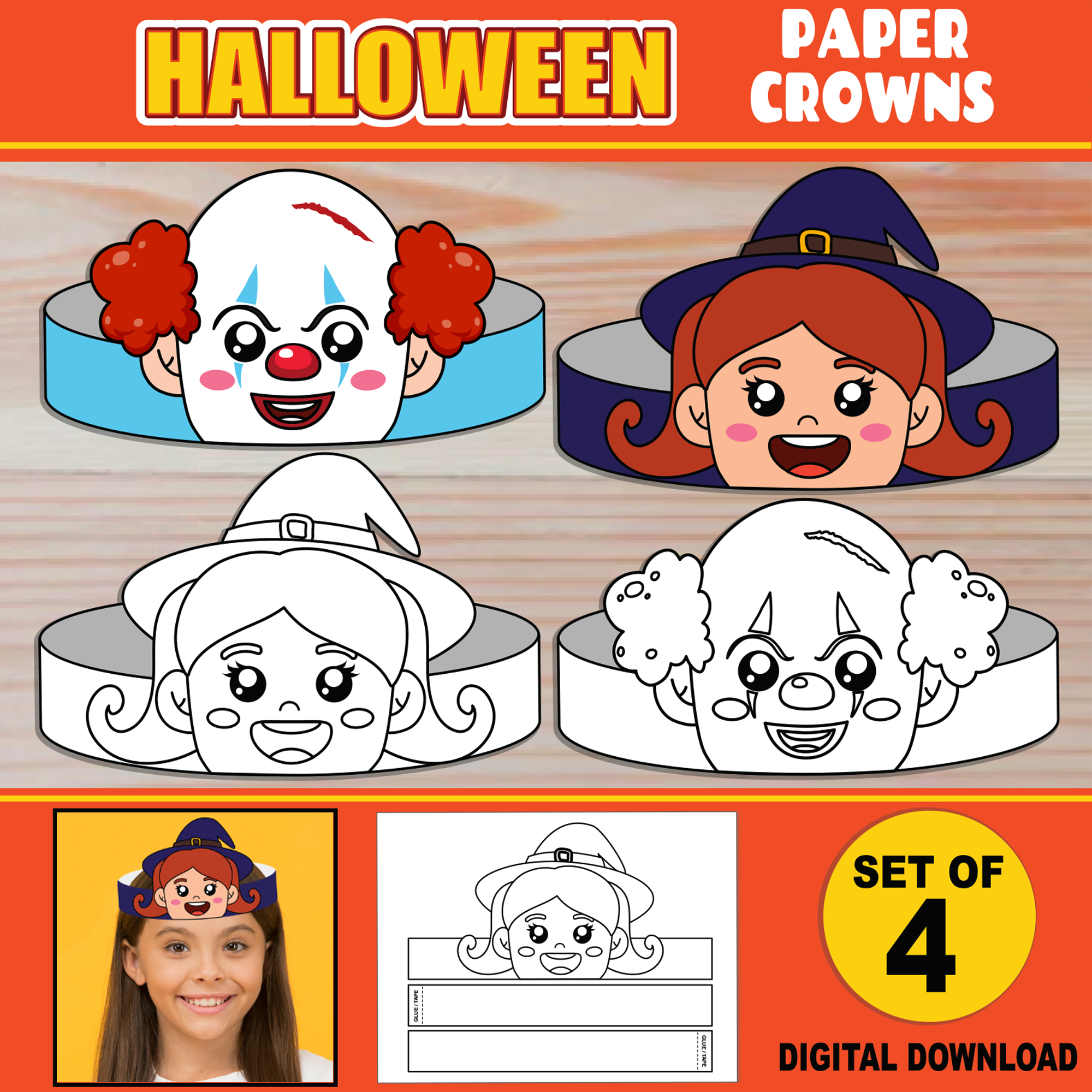 Halloween Headbands Paper Hat / Crown | Halloween Craft Activity BUNDLE ...