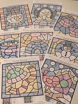 3rd Grade November December Math Division Color-By-Number Worksheets ...