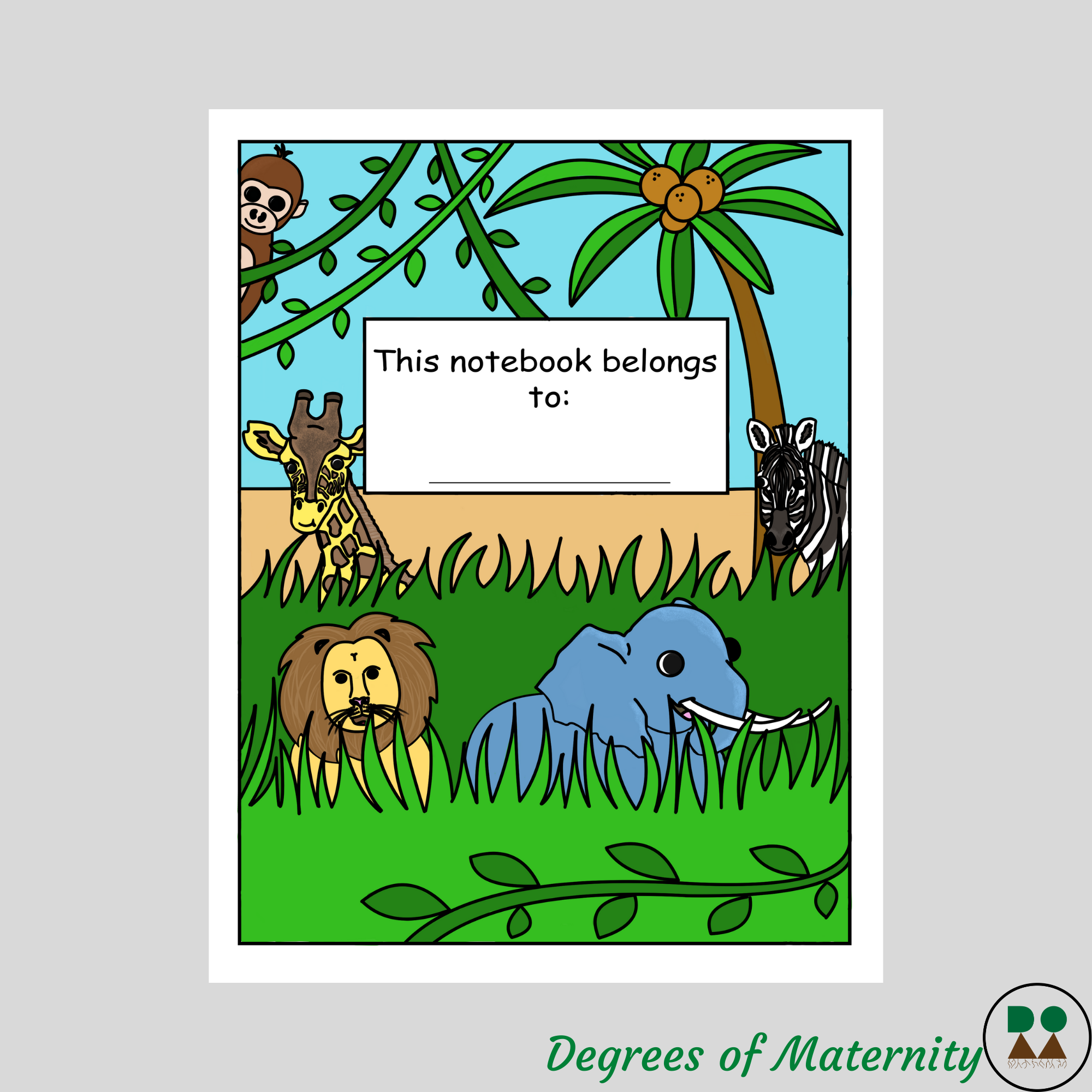 Safari Animals-Themed Printable Covers (Binder, Folder, Notebook) in ...