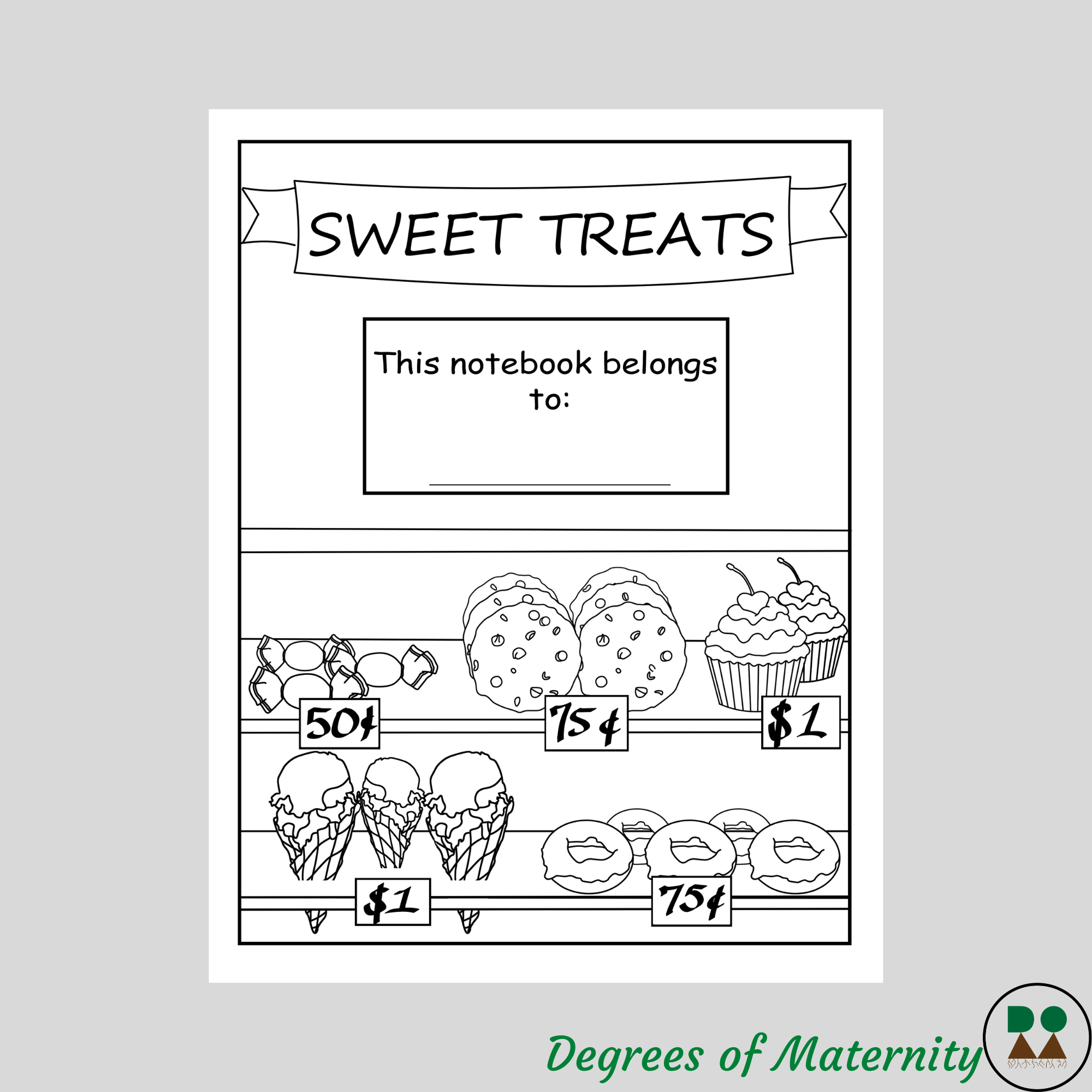 Sweet Treats Printable Covers (Binder, Folder, Notebook) in Coloring ...