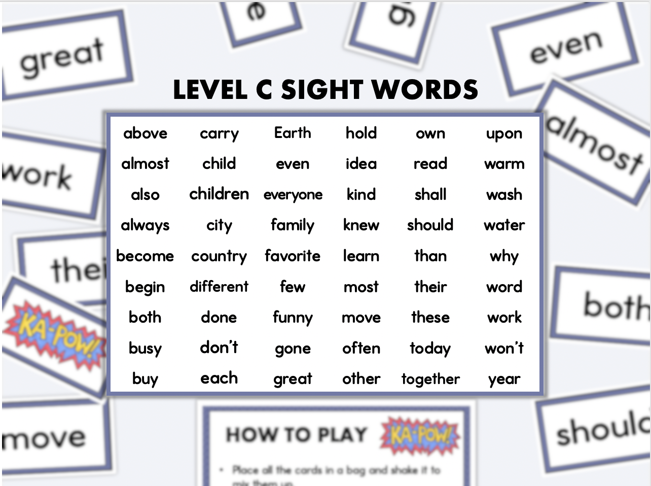 2nd Grade Sight Words Game High Frequency Words High Frequency Words ...