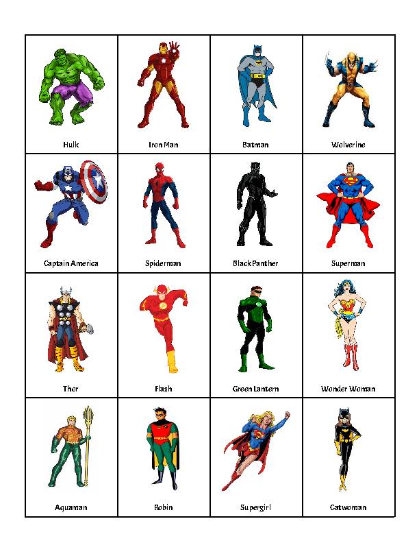 Superhero Bingo - Classful