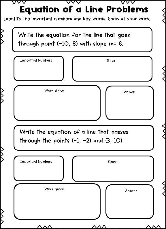 Line Slope Equation Worksheets