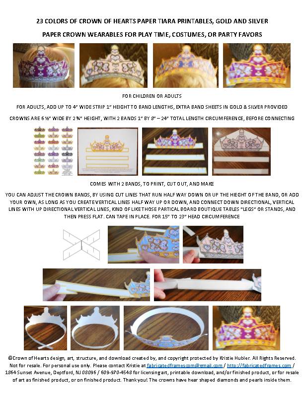 27 Printable Crown of Hearts Tiara Halloween Birthday Party Paper Hat ...