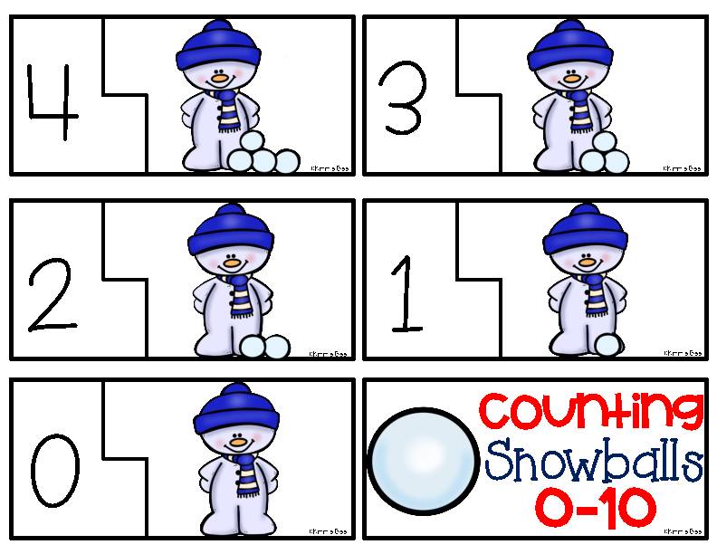 Kindergarten Math Winter Numbers Counting 0-10 Center - Classful