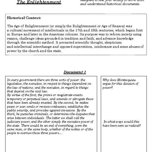 DBQ Packet- Enlightenment - Classful