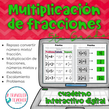 Multiplicación de fracciones cuaderno interactivo digital - Classful