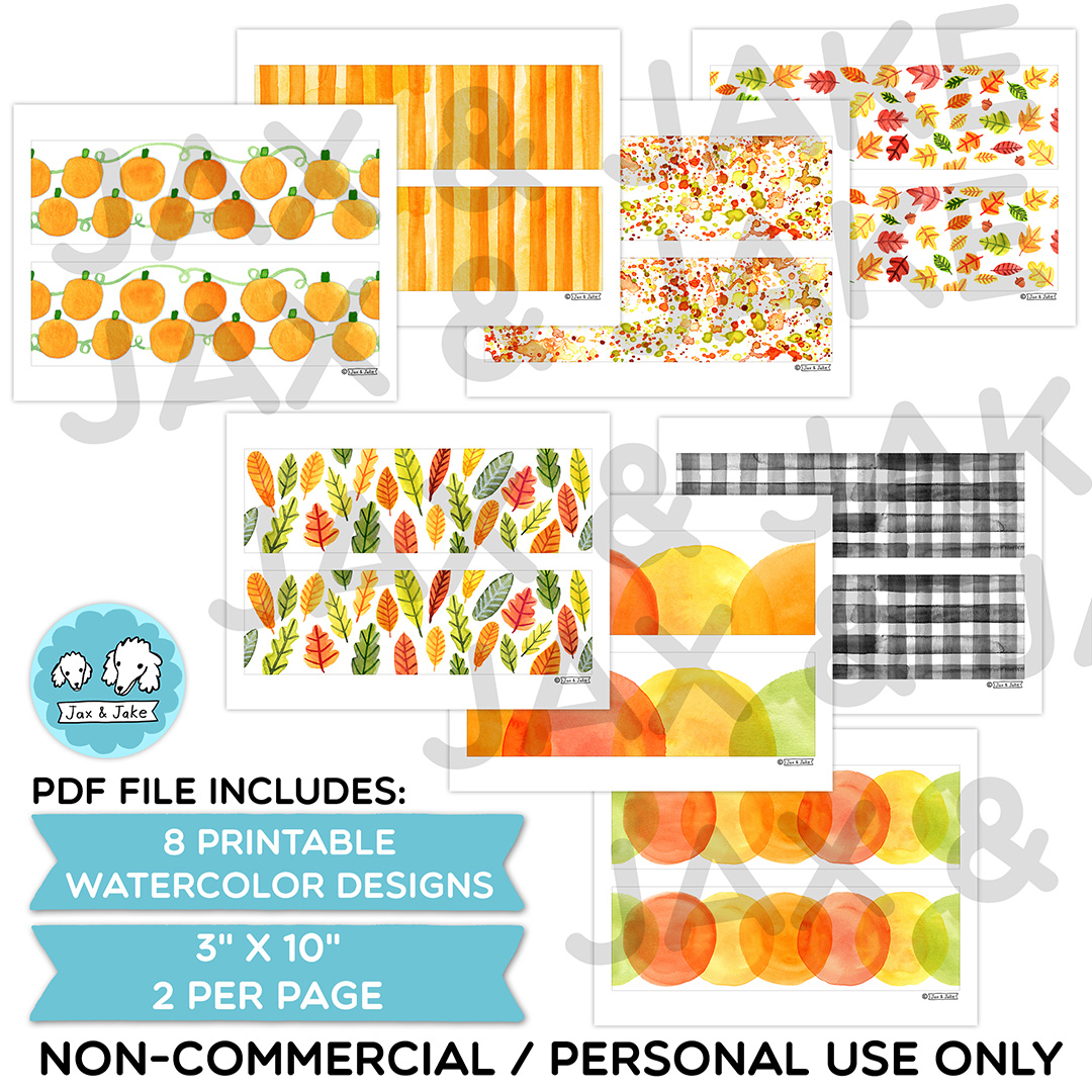 Fall Watercolor Bulletin Board Borders - Printable Thanksgiving ...