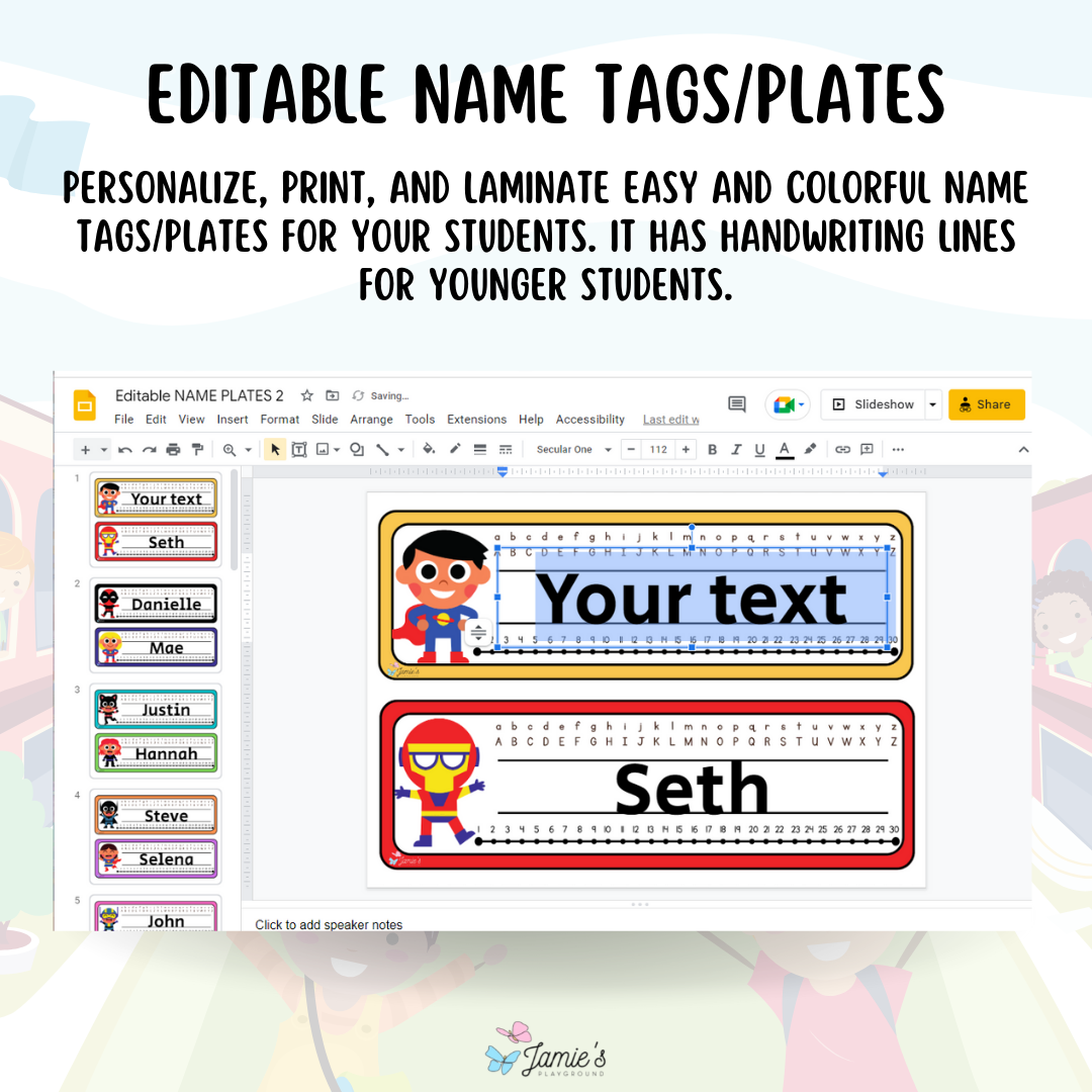 Classroom Desk Name Plates 2 - EDITABLE Superhero Name Tags for ...