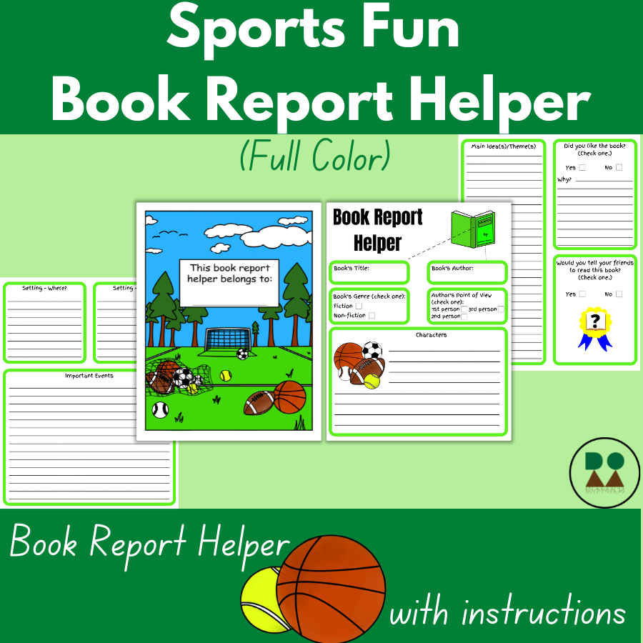 Sports Fun Book Report Helper (in color), reading and writing incentive ...