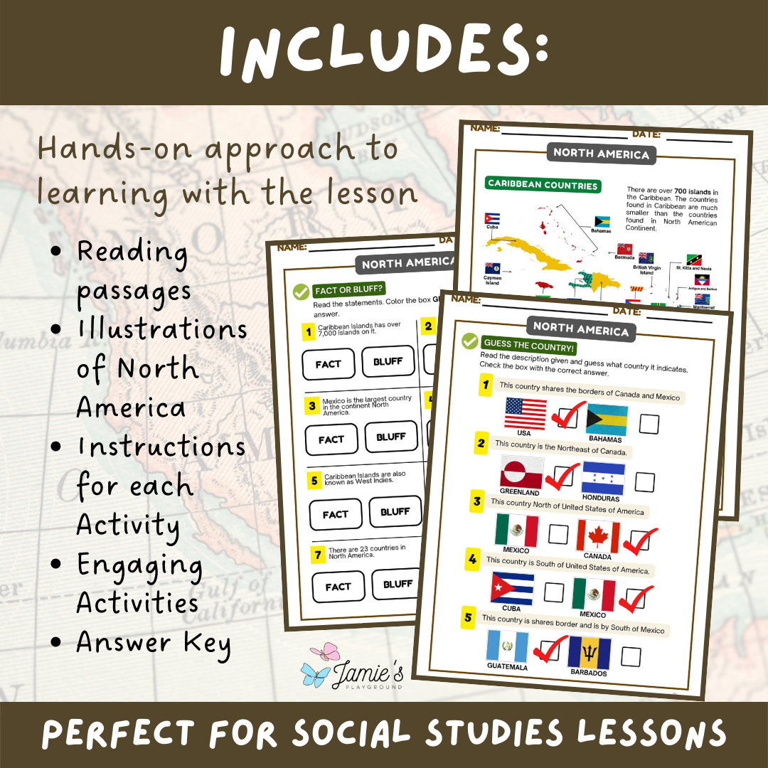 North America Map Activity & Answer Key 3rd Grade Social Studies - Classful