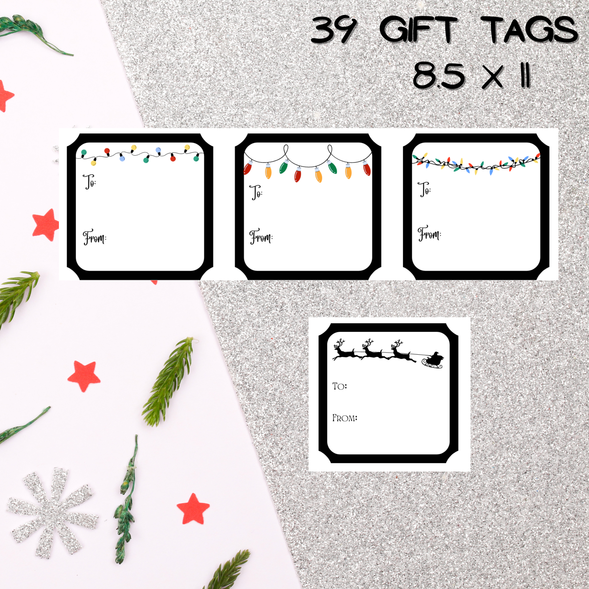 Printable Christmas Gift Tags 8.5x11 - Classful