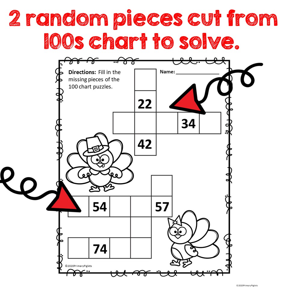 Thanksgiving 100 Charts 100s Charts 100s Chart Activities 100s Chart ...