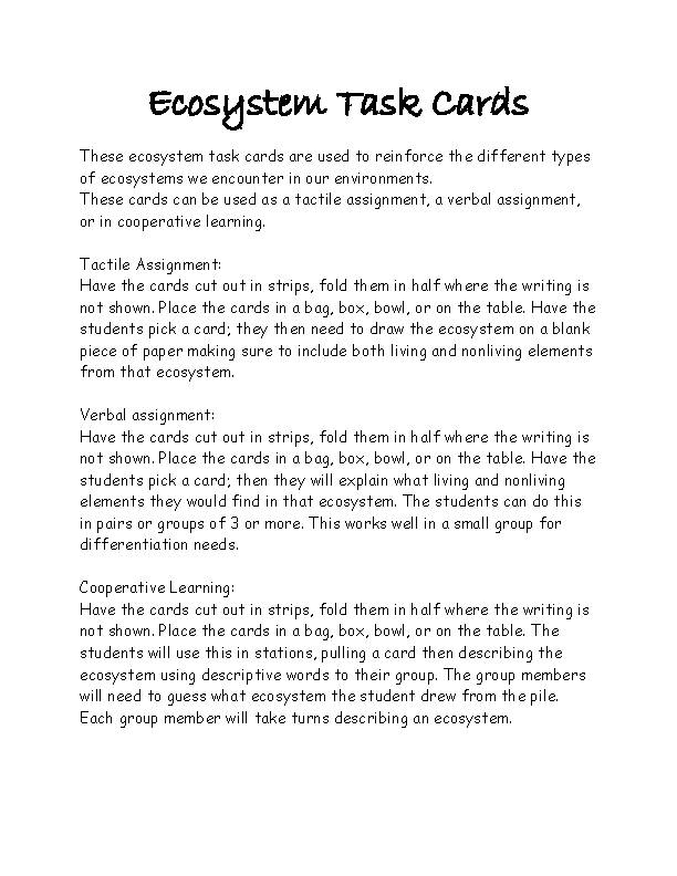 Ecosystem Task Cards - Classful