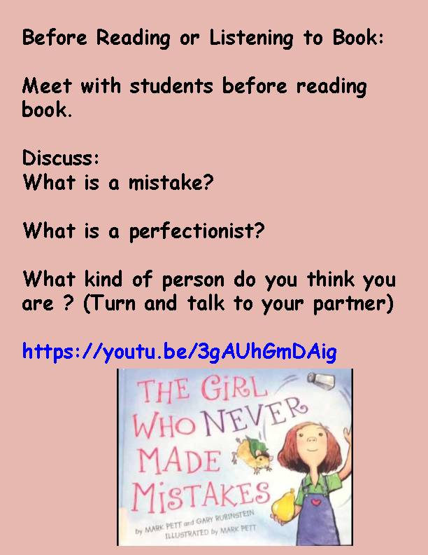 THE GIRL WHO NEVER MADE MISTAKES - READING & EXTENSION ACTIVITIES UNIT ...