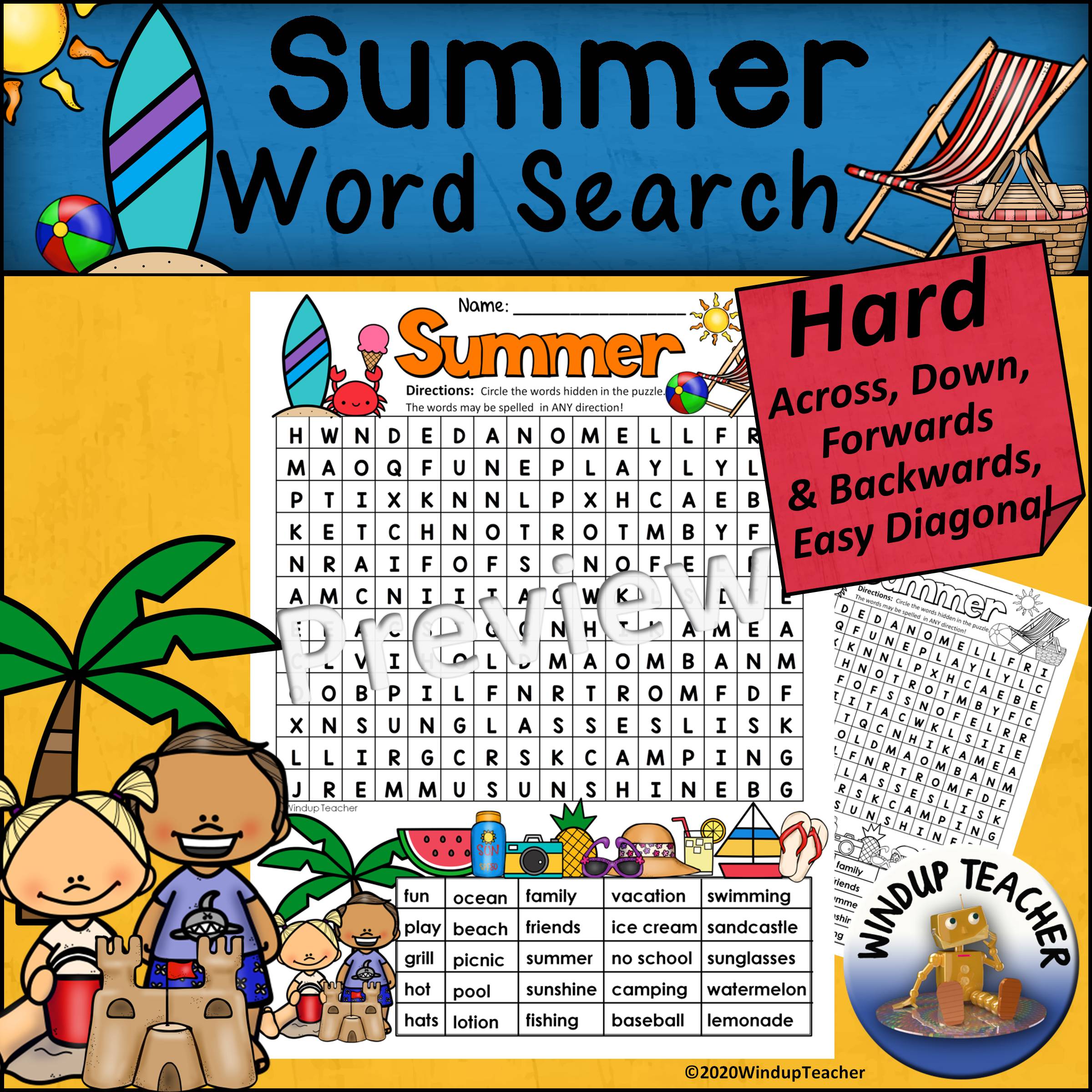 Summer Word Search | HARD Puzzle | Ready to Go! - Classful