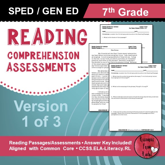 Reading Comprehension Assessments 7th grade volume 1 - Classful