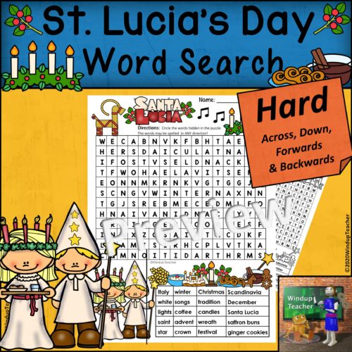 St. Lucia's Day Word Search | HARD Puzzle | Ready to Go! - Classful