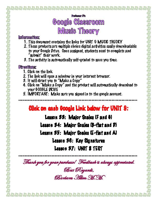Google Classroom DIGITAL Music Theory UNIT 9 BUNDLE Lessons 33-37 ...