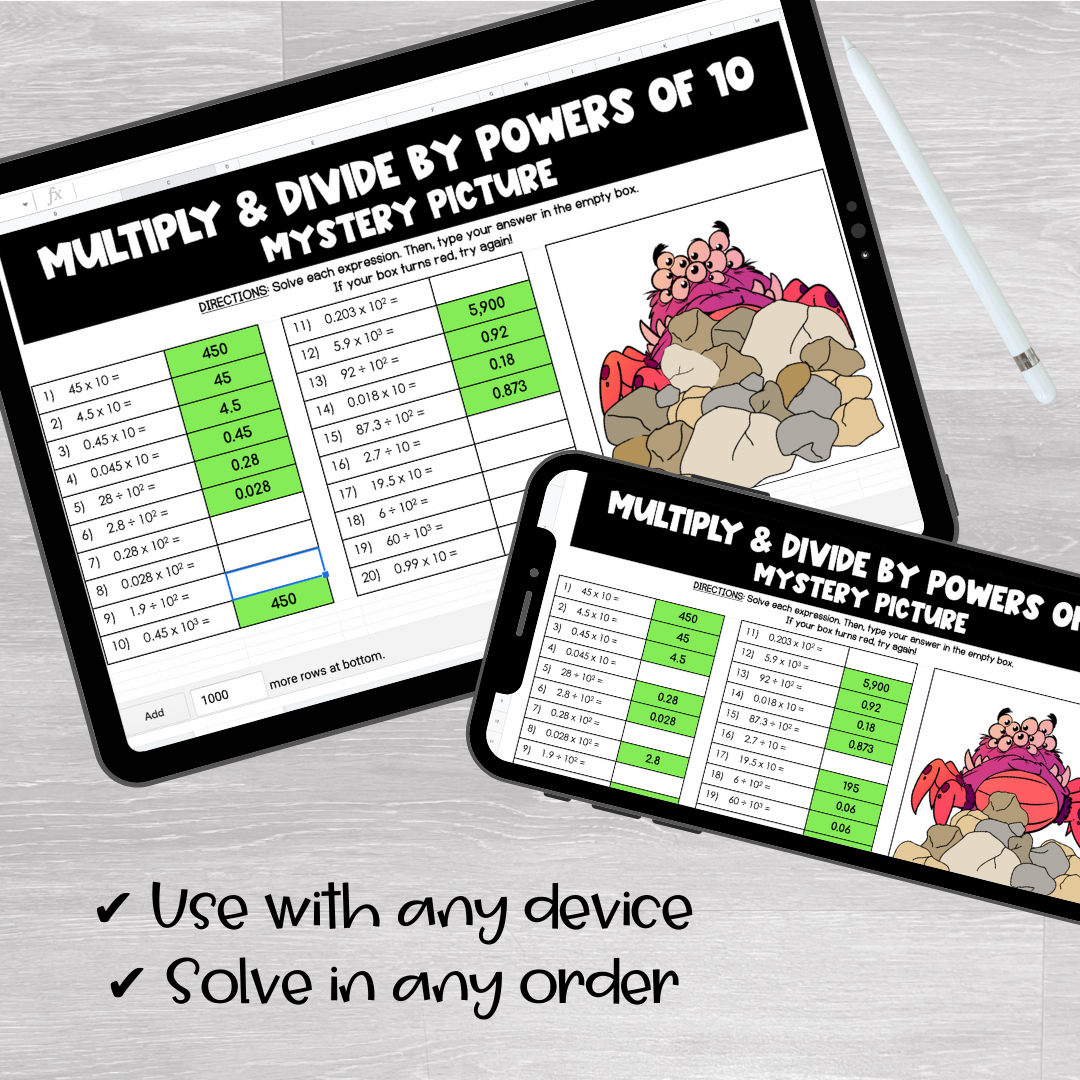 Multiply and Divide by Powers of 10 | Mystery Picture - Classful