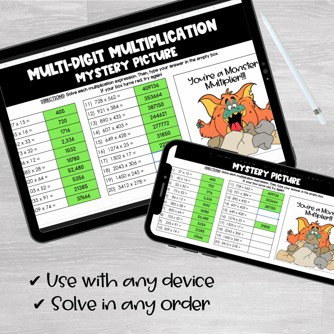 Multi Digit Multiplication | Mystery Picture - Classful