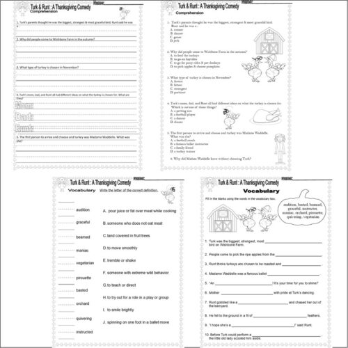 Turk & Runt a Thanksgiving Comedy Book Study Companion Reading ...