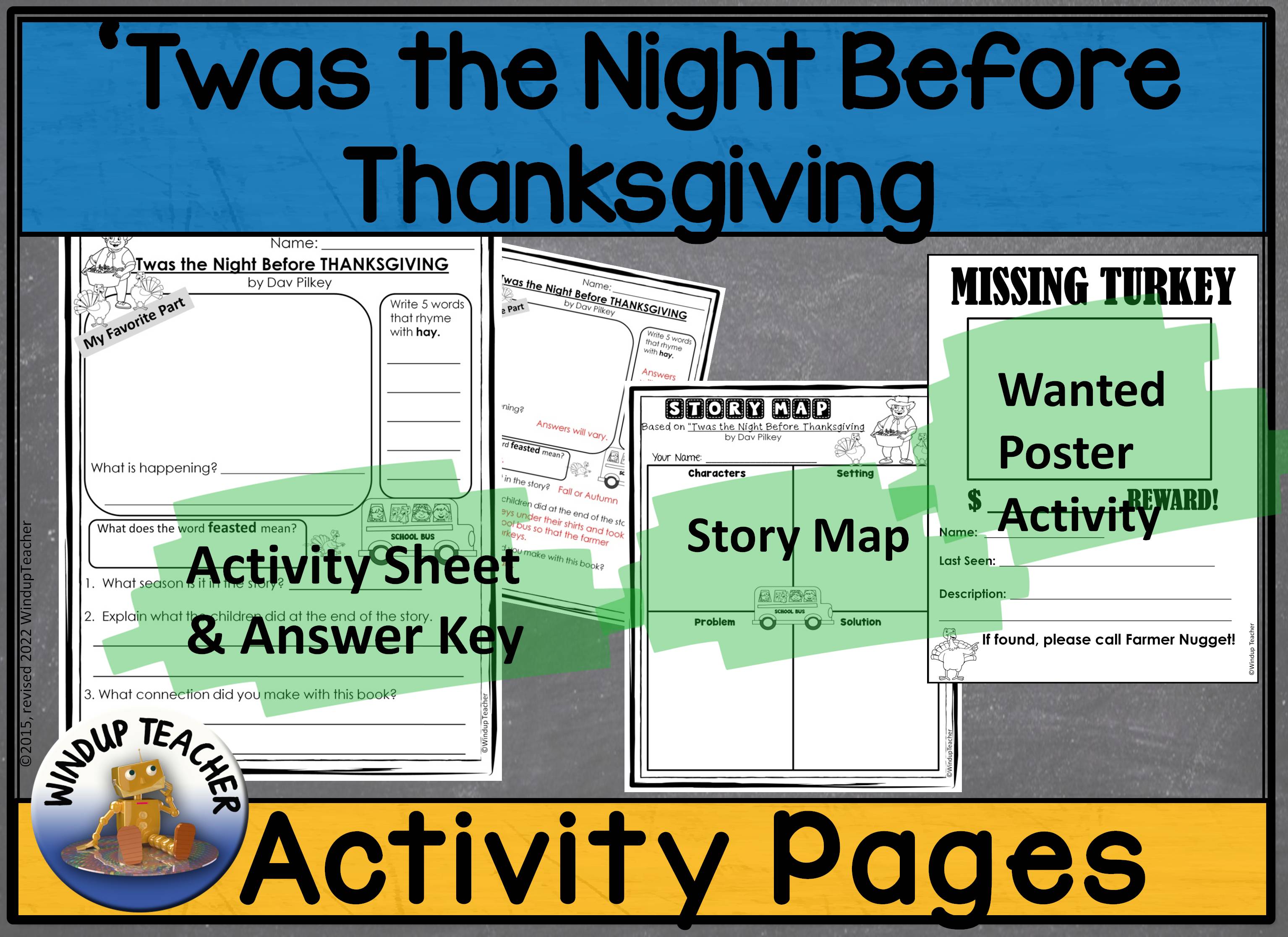 'Twas the Night Before Thanksgiving Activity Sheets - Classful