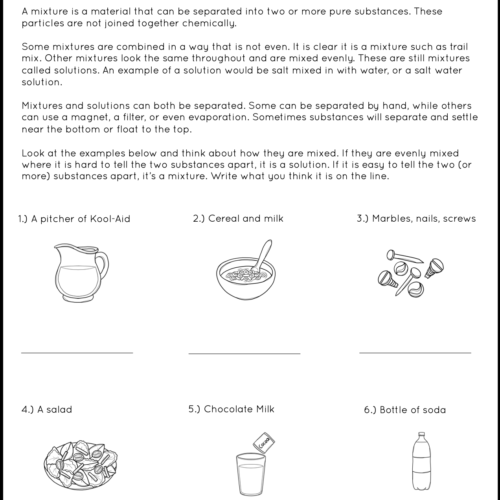 Mixtures and Solutions Sort Worksheet Activity and Craftivity - Classful