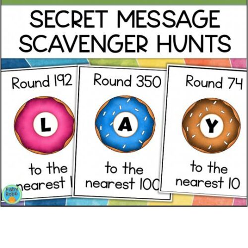 Rounding to the Nearest 10 and 100 Math Scavenger Hunt Secret Message ...