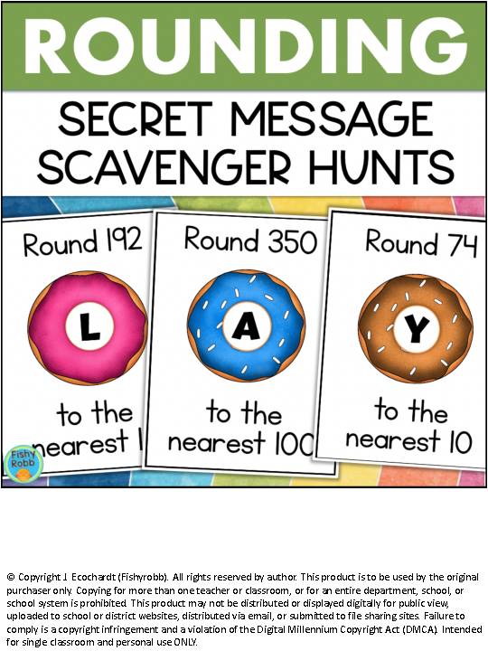 Rounding to the Nearest 10 and 100 Math Scavenger Hunt Secret Message ...