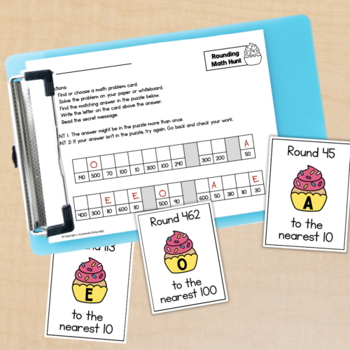 Rounding to the Nearest 10 and 100 Math Scavenger Hunt Secret Message ...