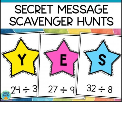 Division Facts Math Scavenger Hunt Secret Message Activity Classful