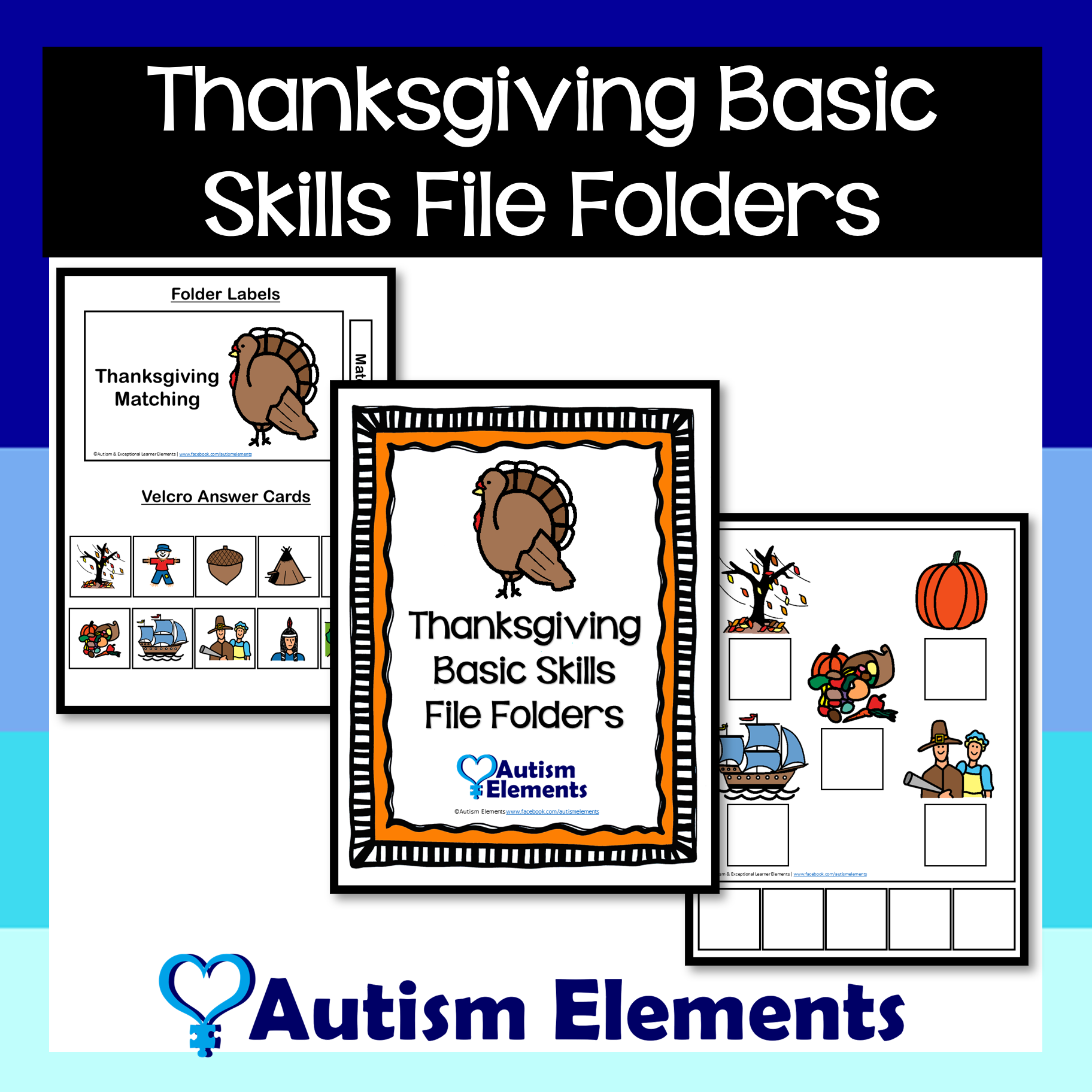 Thanksgiving Basic Skills File Folders- SPED & Autism Resources - Classful