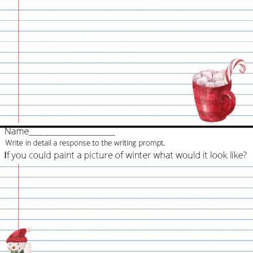 60 Winter Themed High School Writing Prompts printable pages - Classful