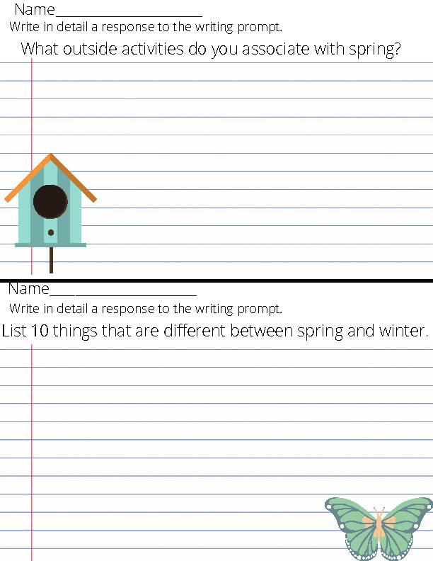 60 Spring Themed High School Writing Prompts printable pages, fun and ...