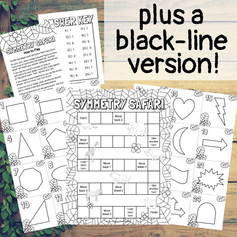 Symmetry Safari Geometry Board Game Practice Finding Lines of Symmetry ...