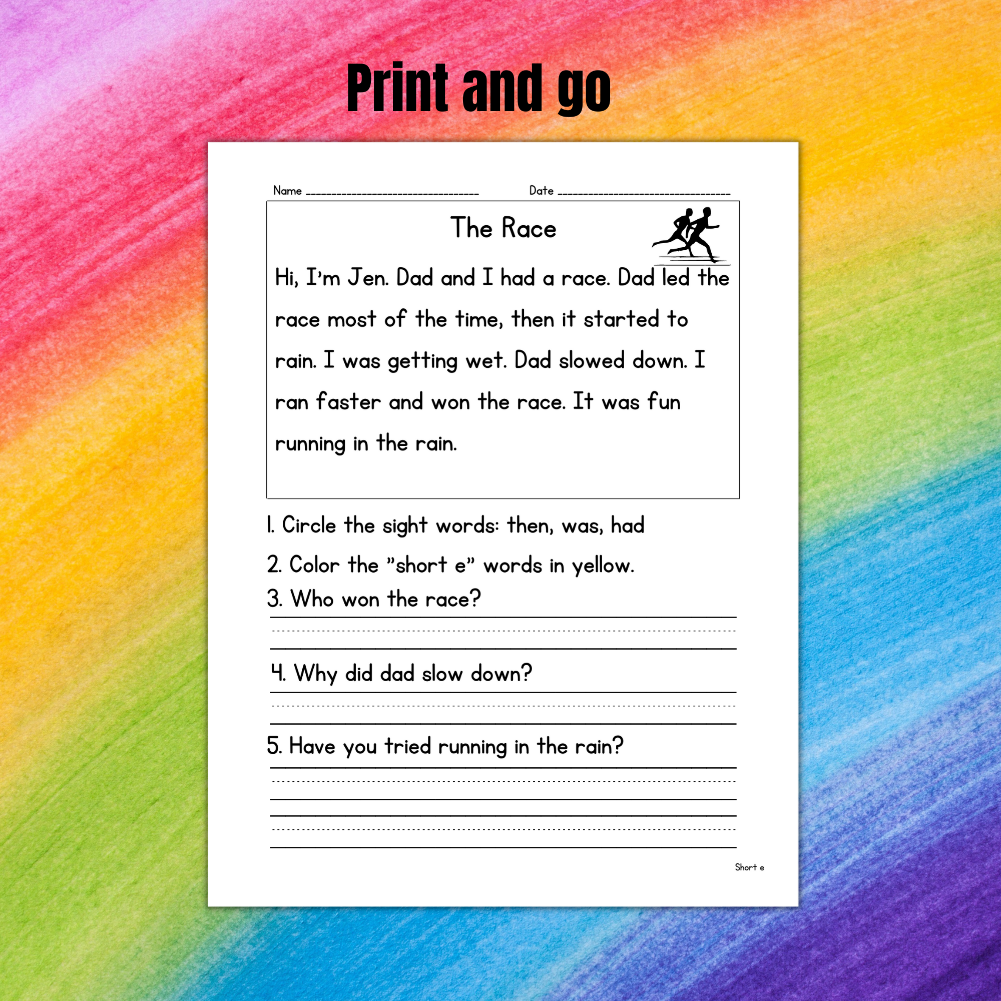 Short E Story Passage Reading Comprehension Worksheets - Classful