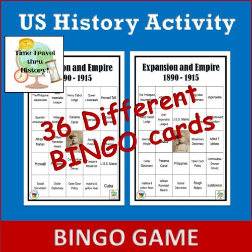American Imperialism and the Spanish American War BINGO Review Game ...