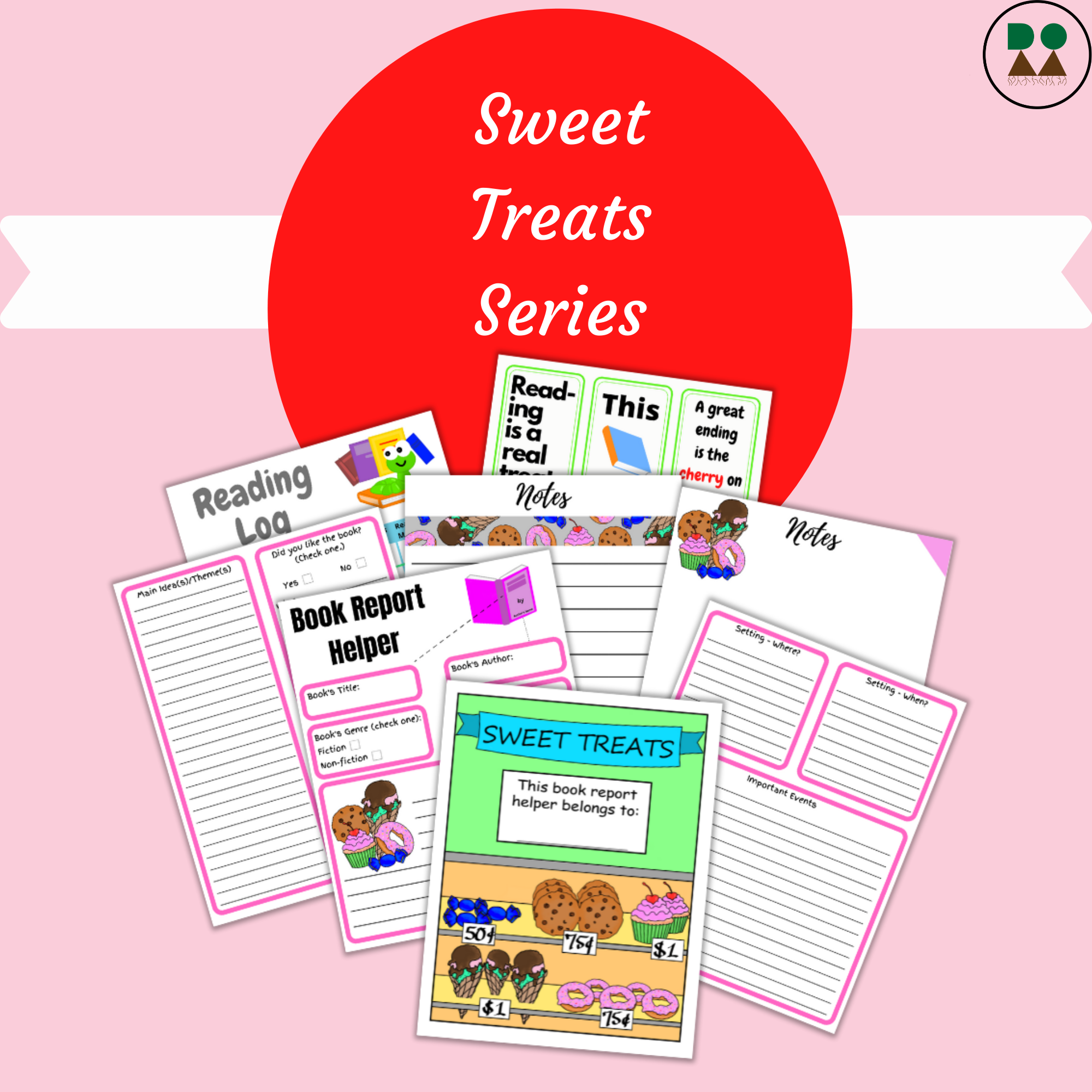 Sweet Treats Book Report Helper, Bookmarks, and Reading Log (in color ...