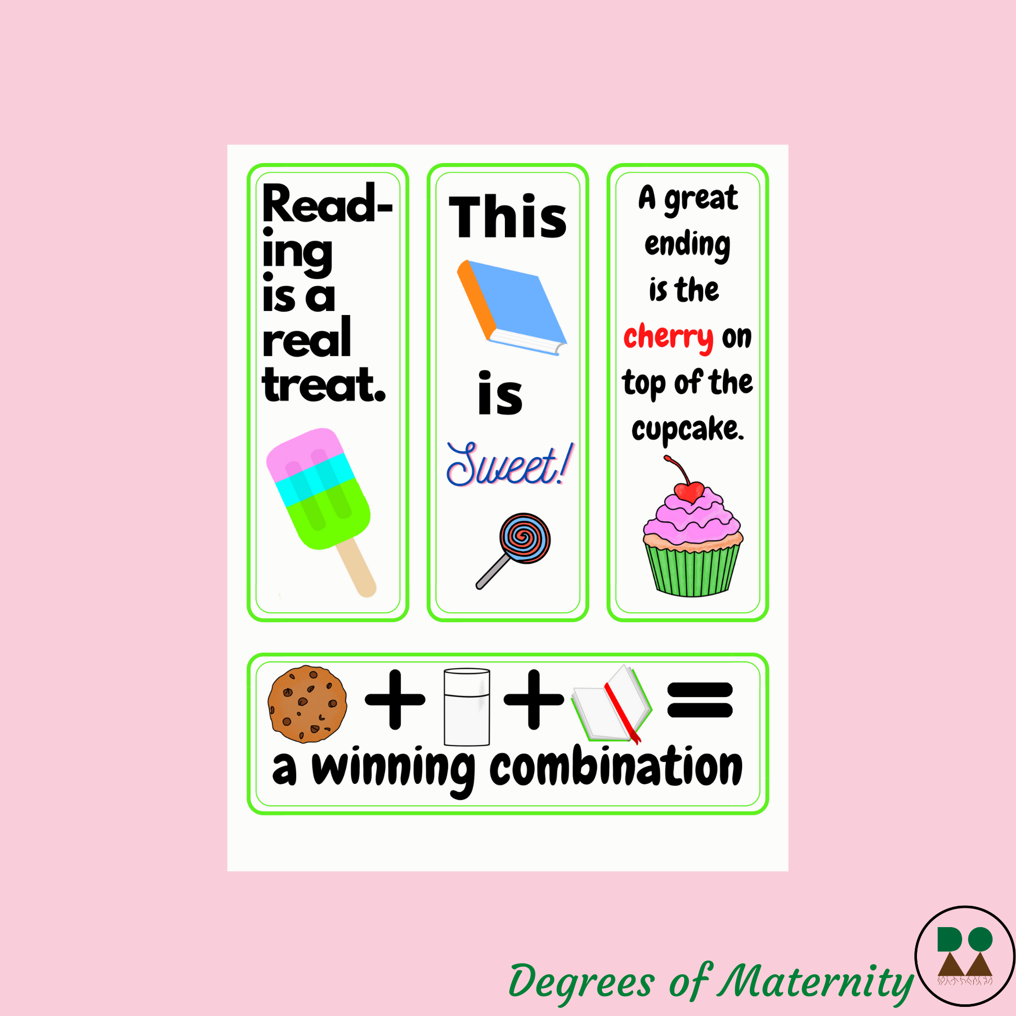 Sweet Treats Book Report Helper, Bookmarks, and Reading Log (in color ...