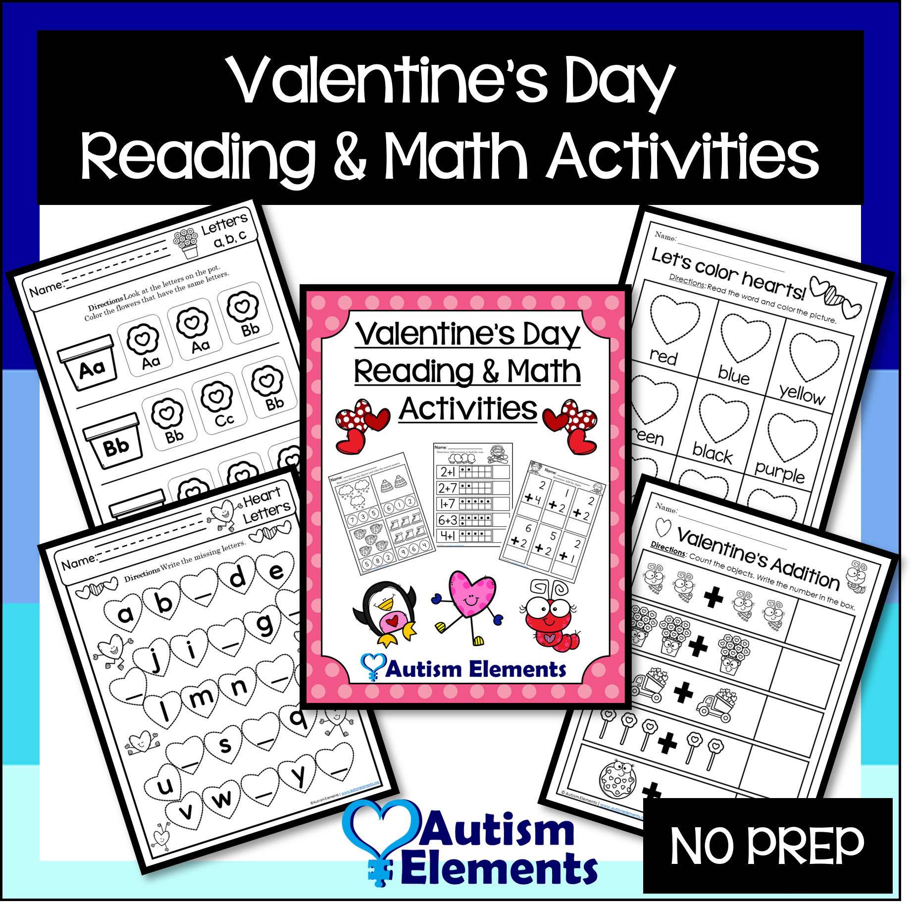 Valentine's Day Reading & Math Activities Worksheets - NO PREP- SPED ...