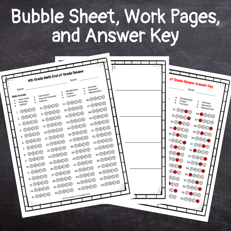4th Grade EOG Math Review Task Cards End of Grade Common Core Prep ...